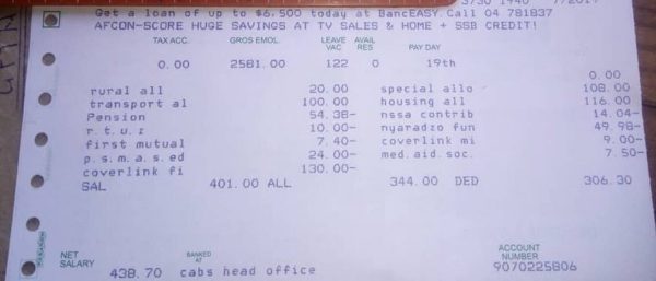 PICTURE: A Teacher's Payslip For July 2019 ⋆ Pindula News