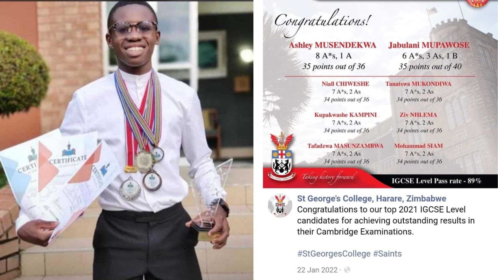 Deputy Head Boy Of George's College In Harare Ashley Musendekwa Has ...