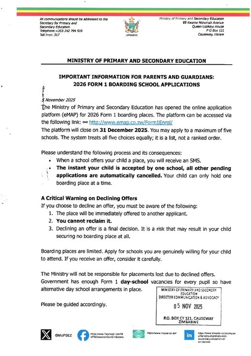 FULL TEXT: EMAP 2026 Form 1 Boarding School Applications Announcement ⋆ ...